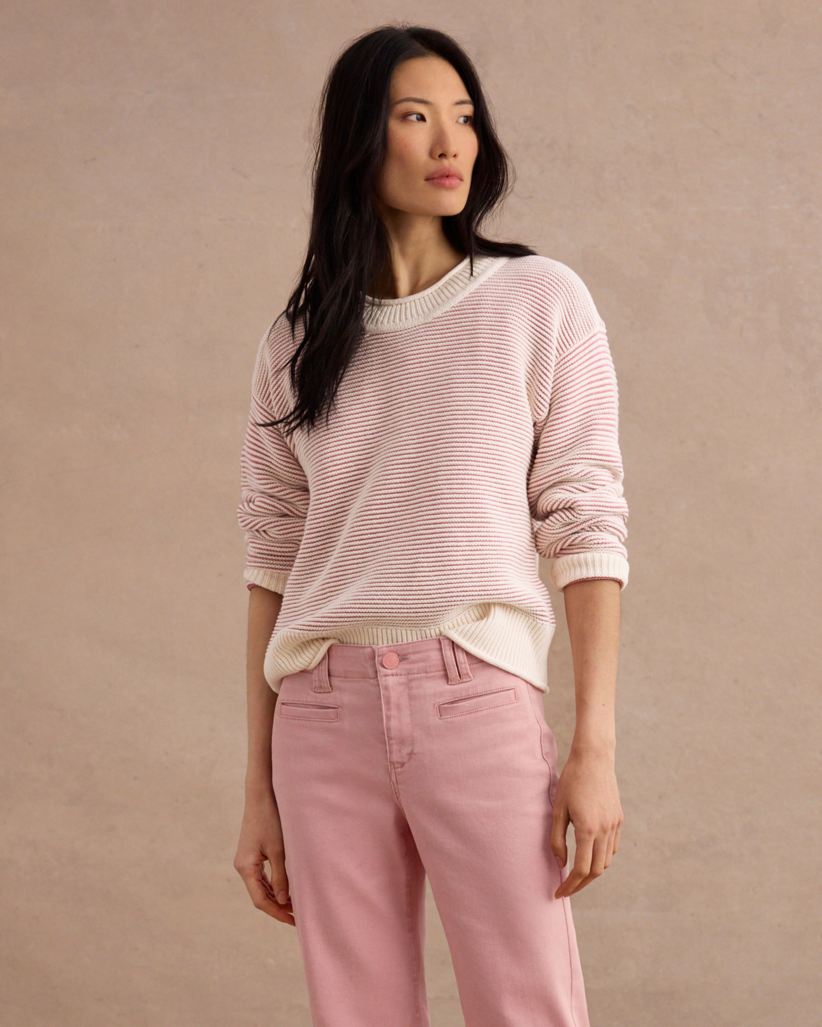 Pink Stripe Sweater | Baseline Sweater | Cabi – Cabi Clothing