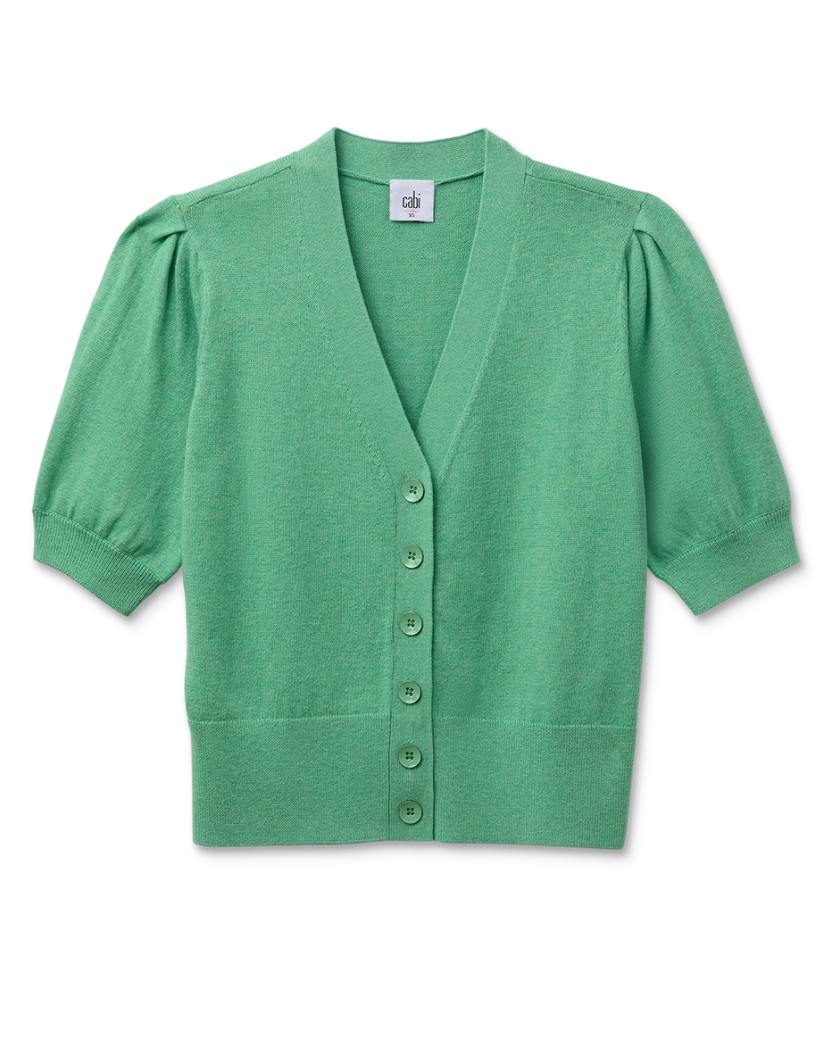 Women’s Green Short Sleeve Sweater | Caprice Cardigan | Cabi – Cabi ...