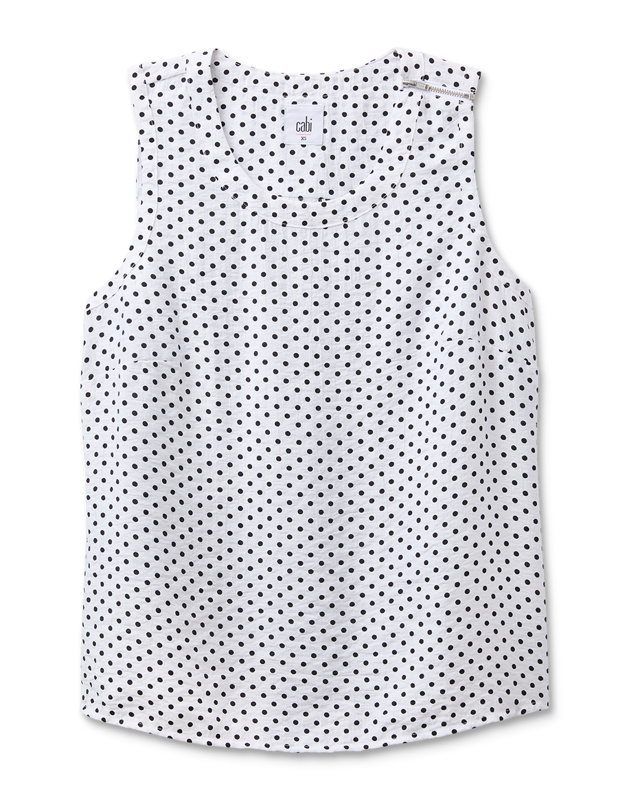 Women’s Sleeveless White and Black Polka Dot Top | Spot On Top | Cabi ...